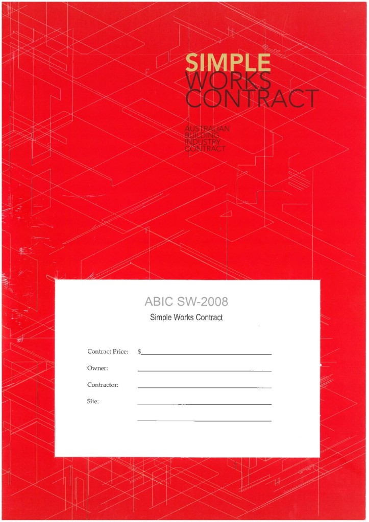 ABIC SW-2018 Simple Works Contract (Set of three) - Master Builders WA