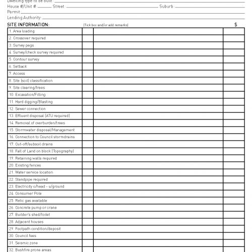 Site Report Forms Pad - Master Builders WA