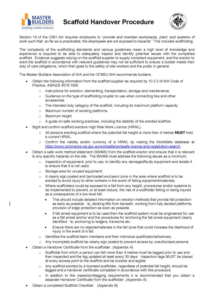 Scaffold - Handover Procedure_Page_1 - Master Builders WA